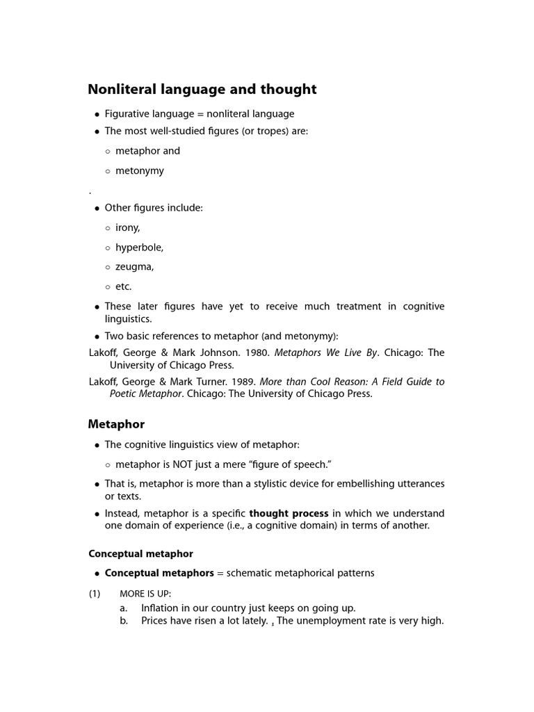 Nonliteral Language and Thought: Metaphor | PDF