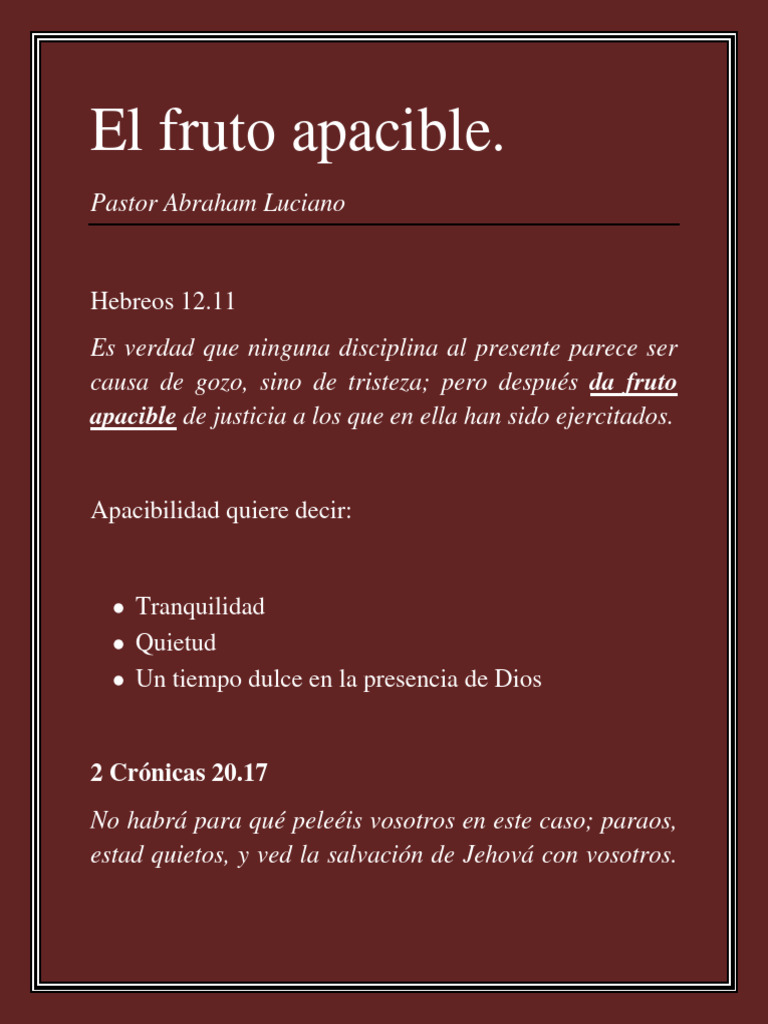 Fruto Apacible de Justicia en la Biblia | PDF | Religión y espiritualidad