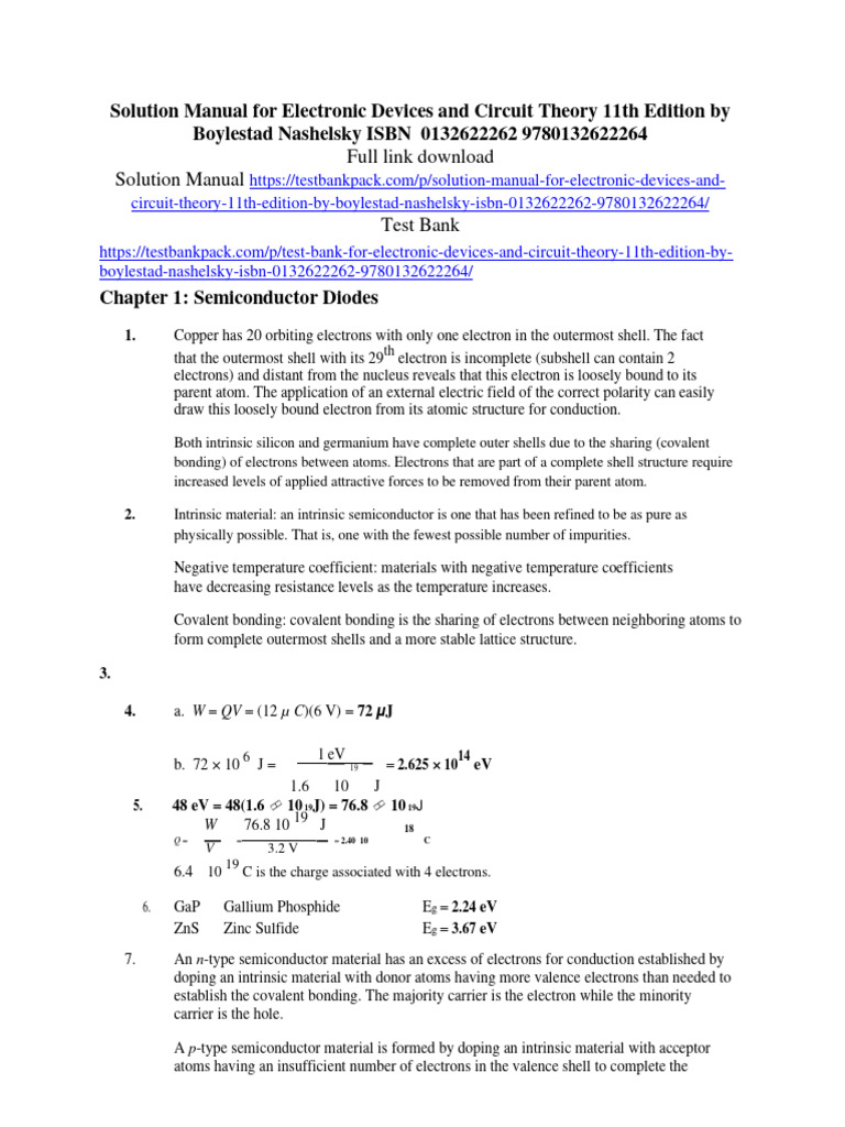 Solution Manual For Electronic Devices and Circuit Theory 11th Edition by Boylestad Nashelsky ...