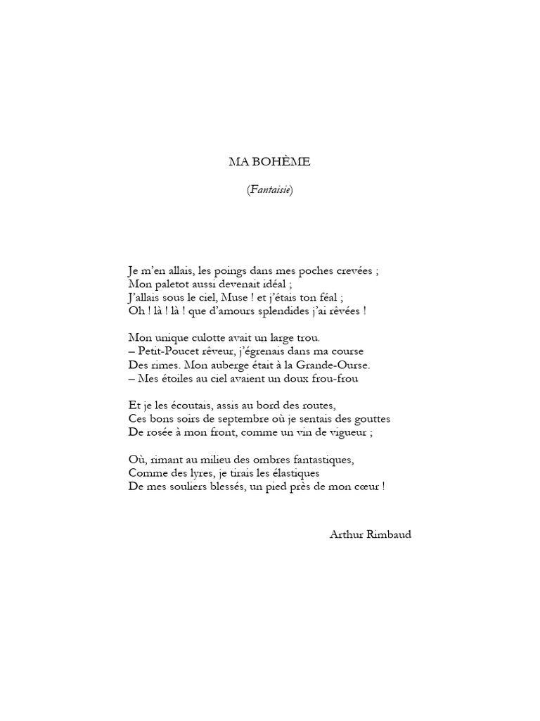 Rimbaud, Ma Bohème | PDF