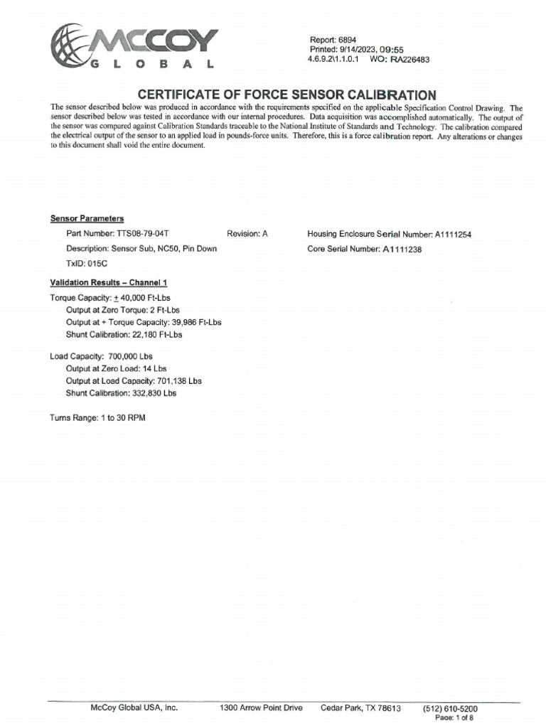 Torque Subs - Mccoy - (Rental Units) Full Databook | PDF