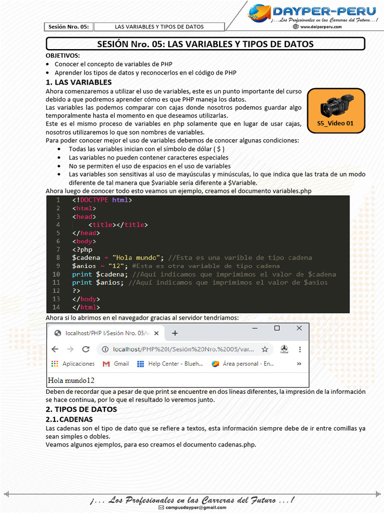 S5 - Las Variables y Tipos de Datos | PDF
