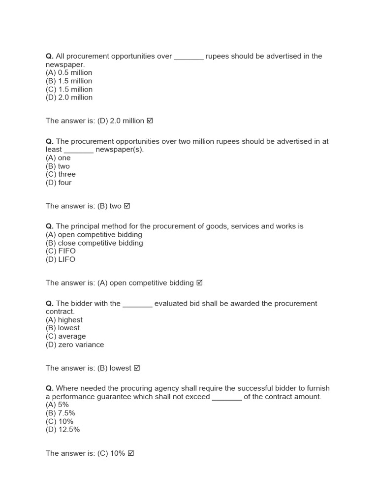 Ppra Rules MCQS | PDF