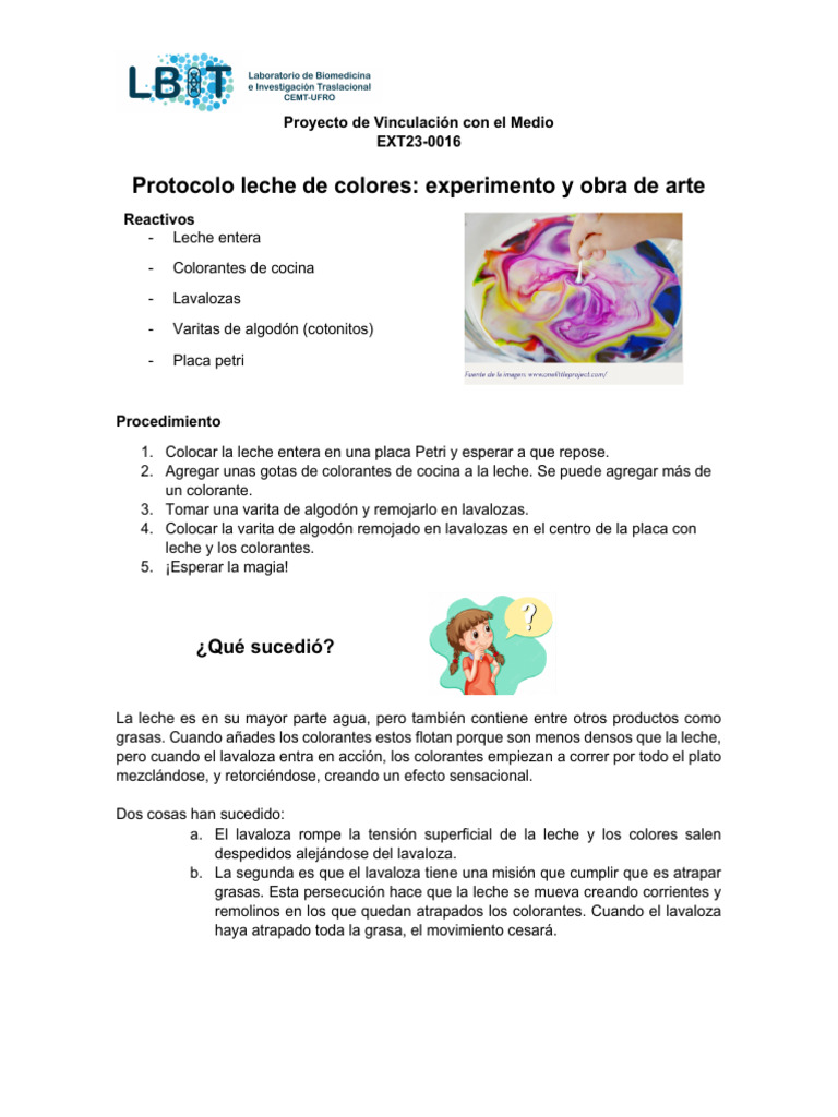 Arte en Leche: Ciencia y Color | PDF | Cocina, comidas y vino