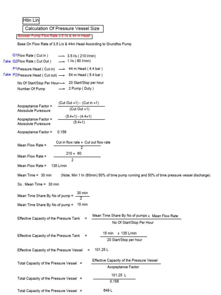 Pressure Vessel Size Calculation HW 6 | PDF | Pump | Energy Technology
