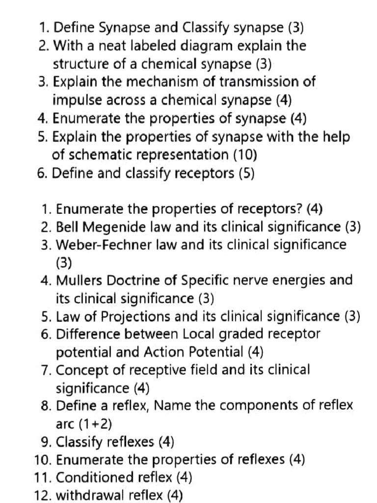 Neurophysiology SDL Questions | PDF