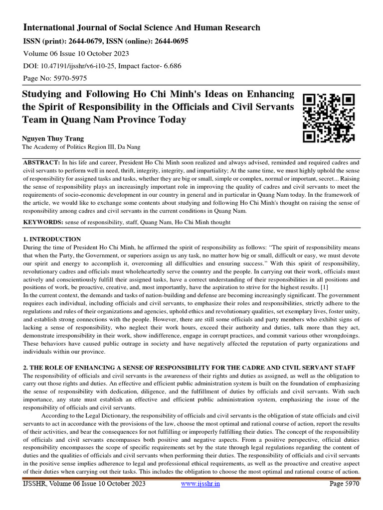 Studying and Following Ho Chi Minhs Ideas On Enha | PDF | Social Science