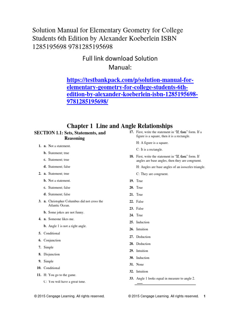 Solution Manual For Elementary Geometry For College Students 6th ...