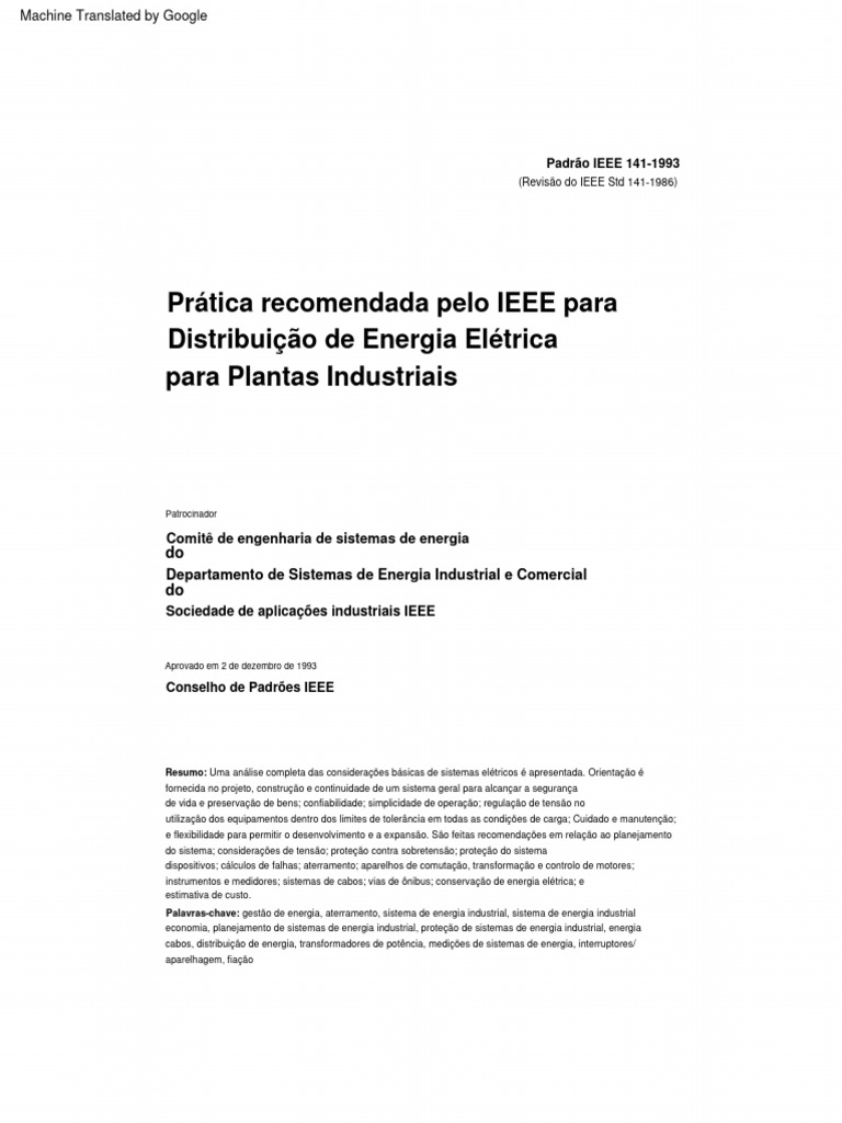 Prática Recomendada Pelo IEEE para Distribuição de Energia Elétrica ...