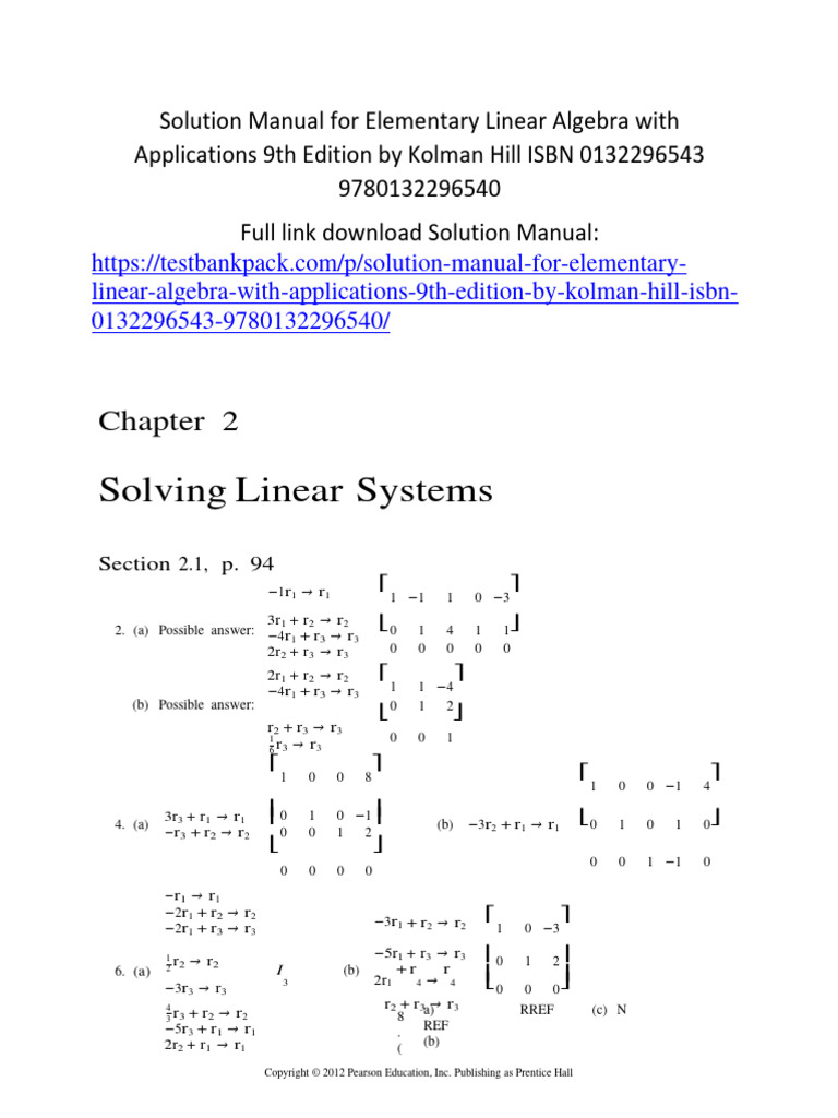 Solution Manual For Elementary Linear Algebra With Applications 9th ...