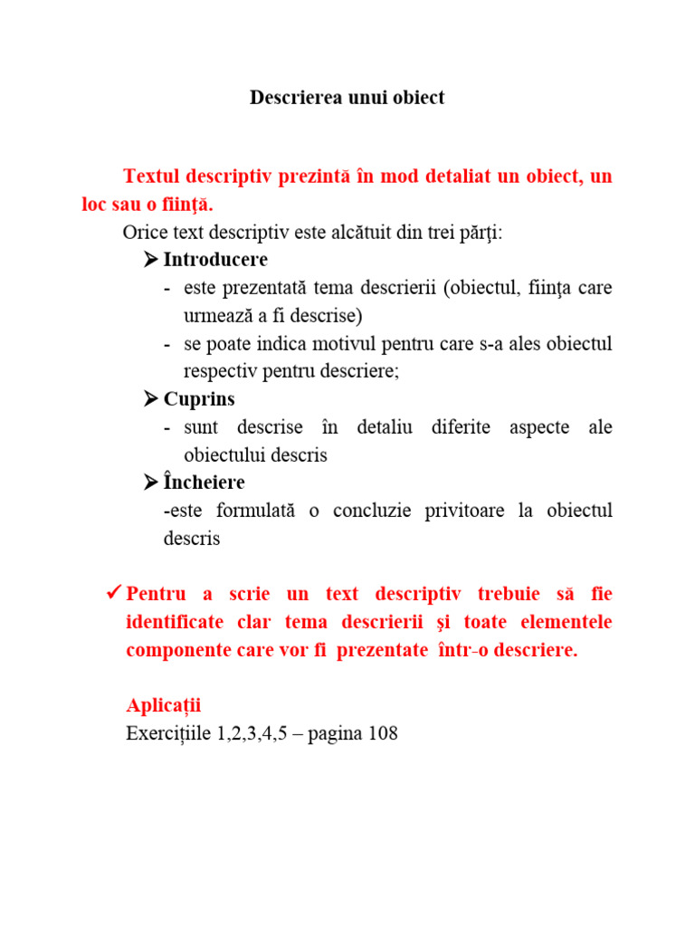 Descrierea Unui Obiect | PDF