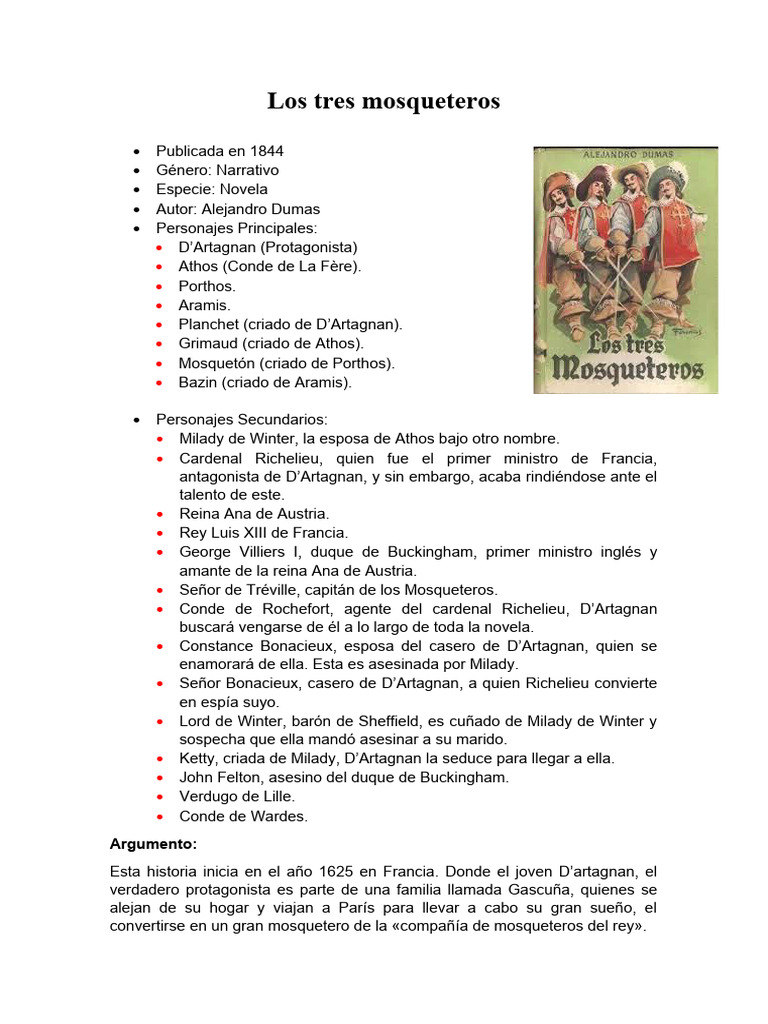 Los Tres Mosqueteros - Obra | PDF