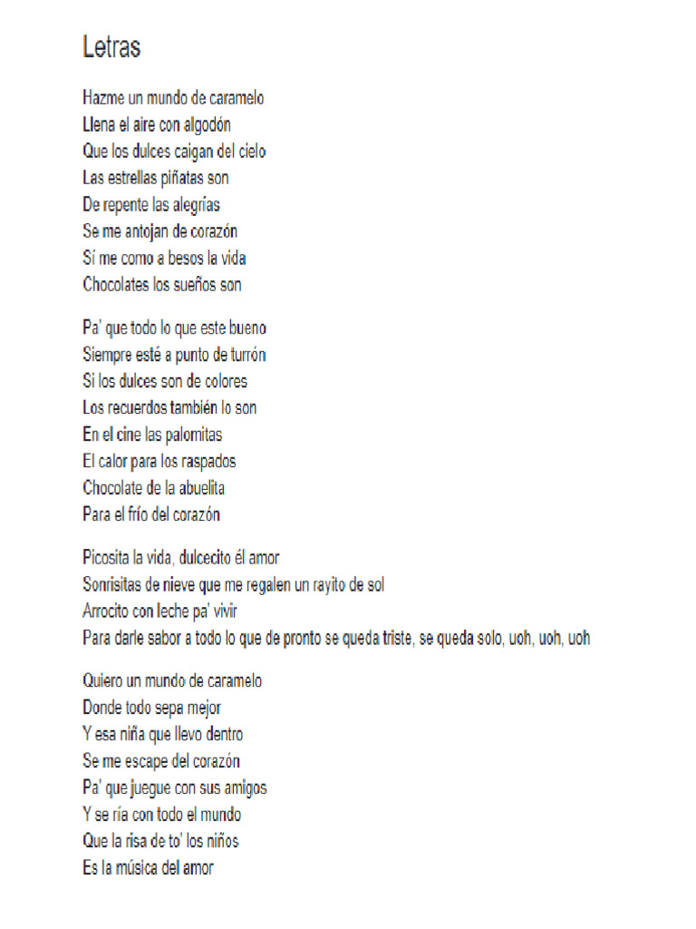 Quiero Un Mundo de Caramelo | PDF