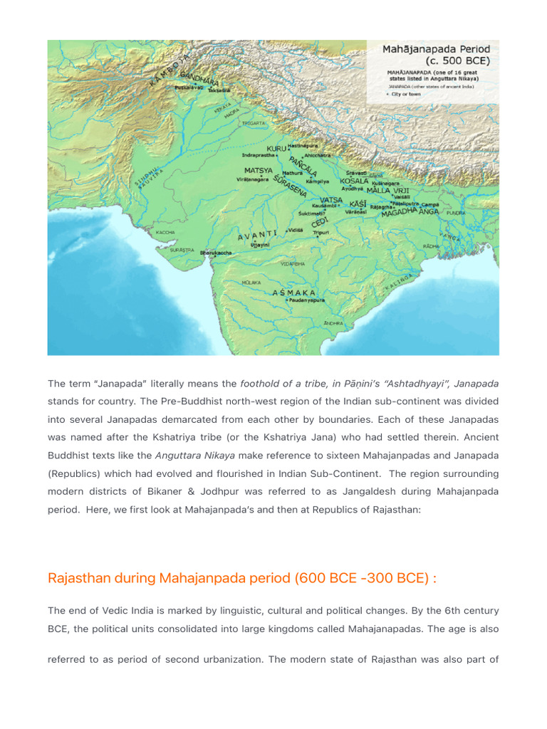 Rajasthan During Mahajanpada Period - RajRAS - RAS Exam Preparation | PDF | Ancient India | Asia
