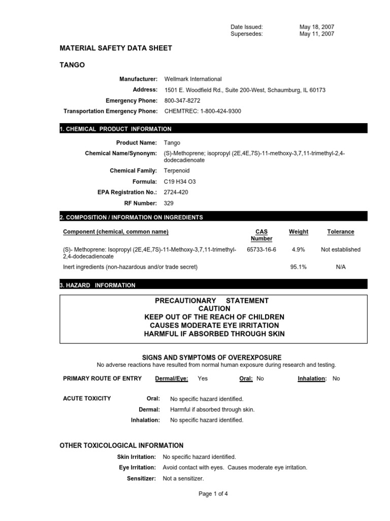 Tango Msds PDF | Download Free PDF | Firefighting | Toxicity