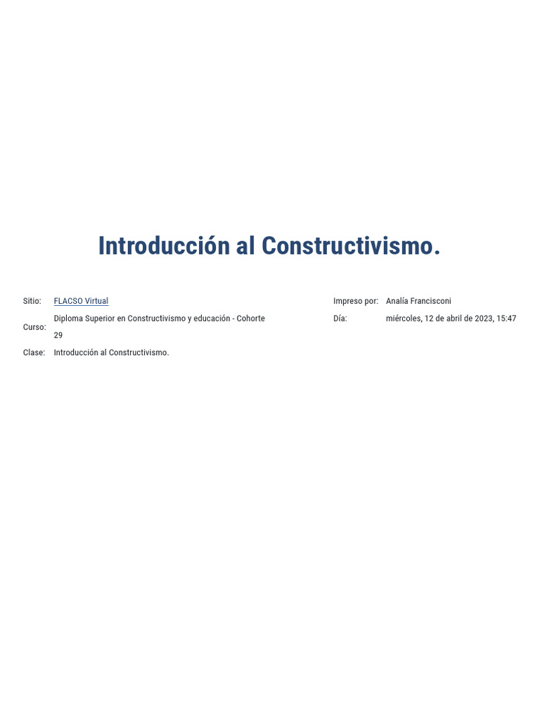 Carretero, Mario. Introducción Al Constructivismo. 2022. FLACSO | PDF | Constructivismo ...
