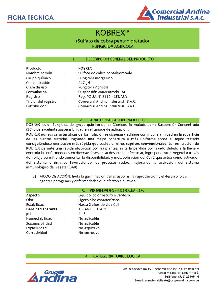Ficha Tecnica Kobrex | PDF