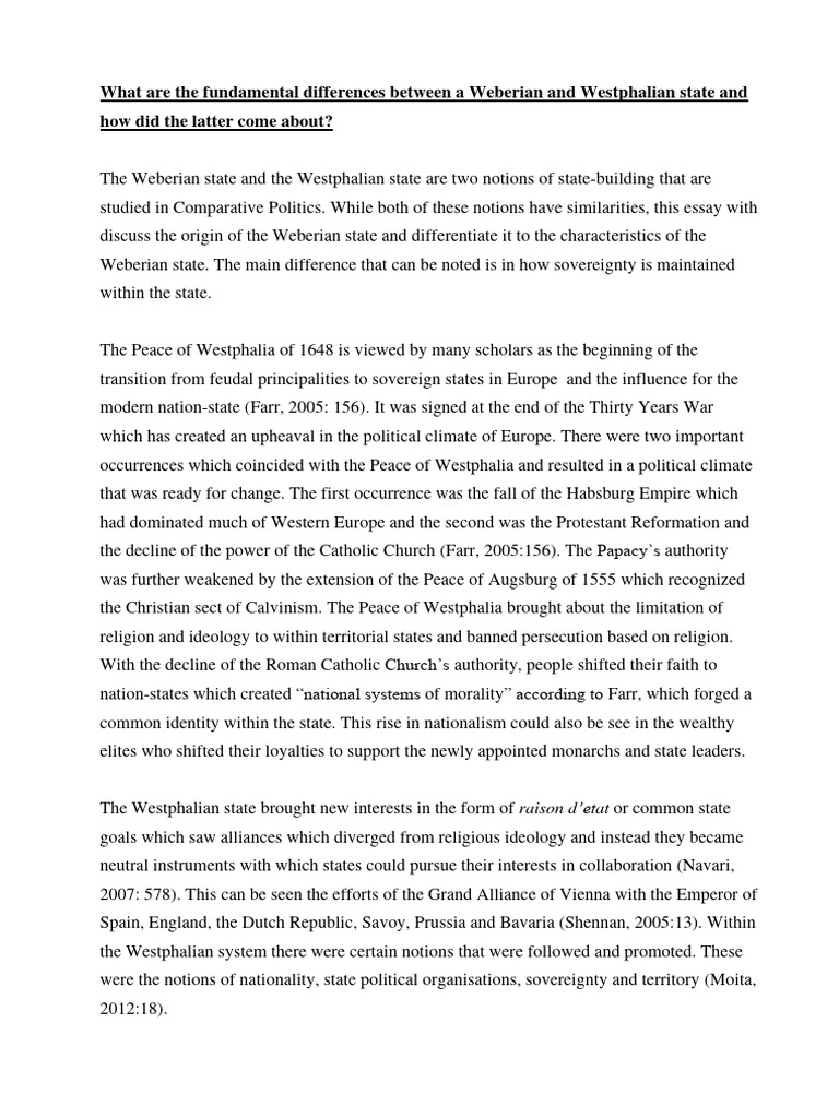 Weberian and Westphalian State | PDF | State (Polity) | Sovereign State