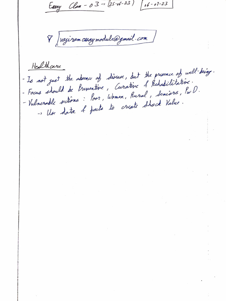 Essay Class-03 Handwritten Notes | PDF