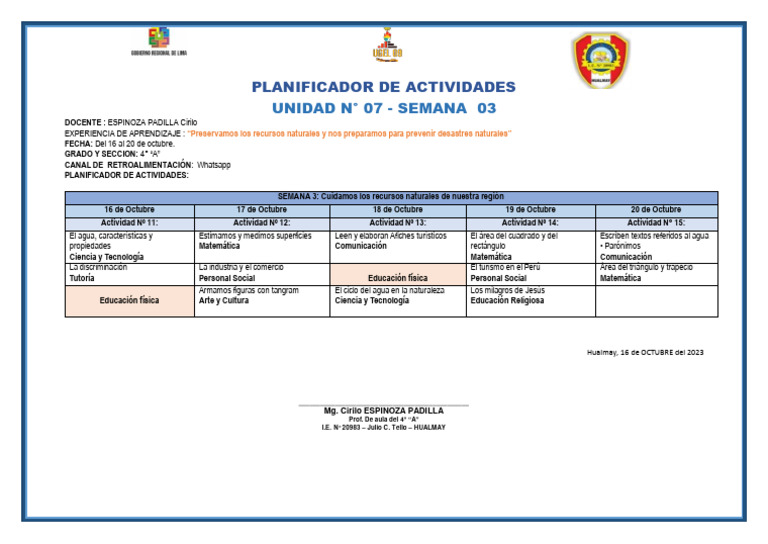 Actividades Semana 3: 4° "A" | PDF
