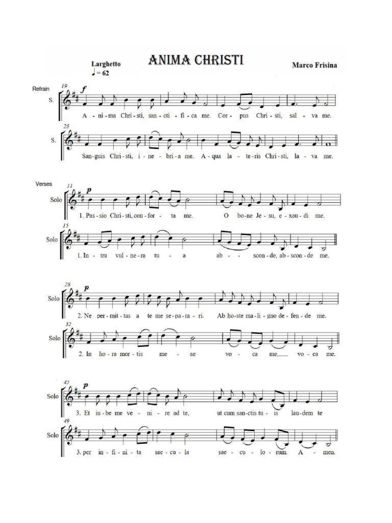 Frisina - Anima Christi - Unison Version | PDF