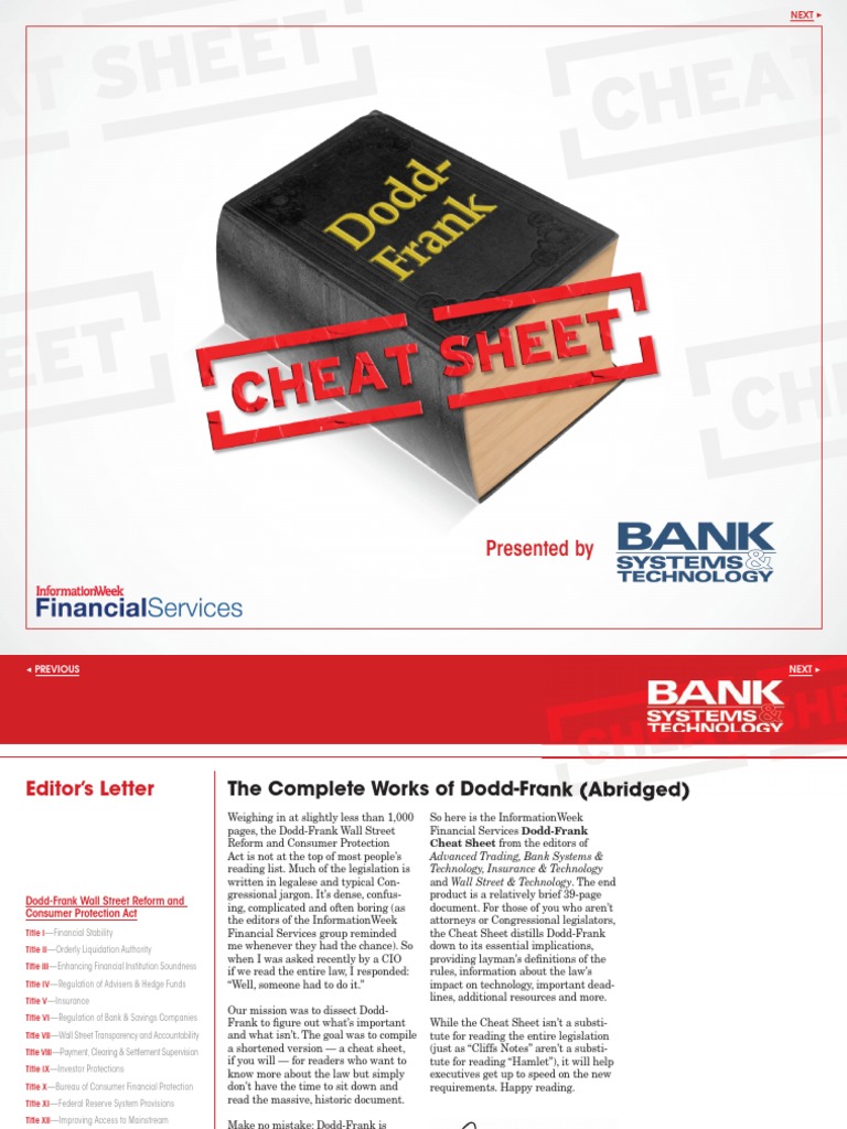 DoddFrank Cheatsheet BST | PDF