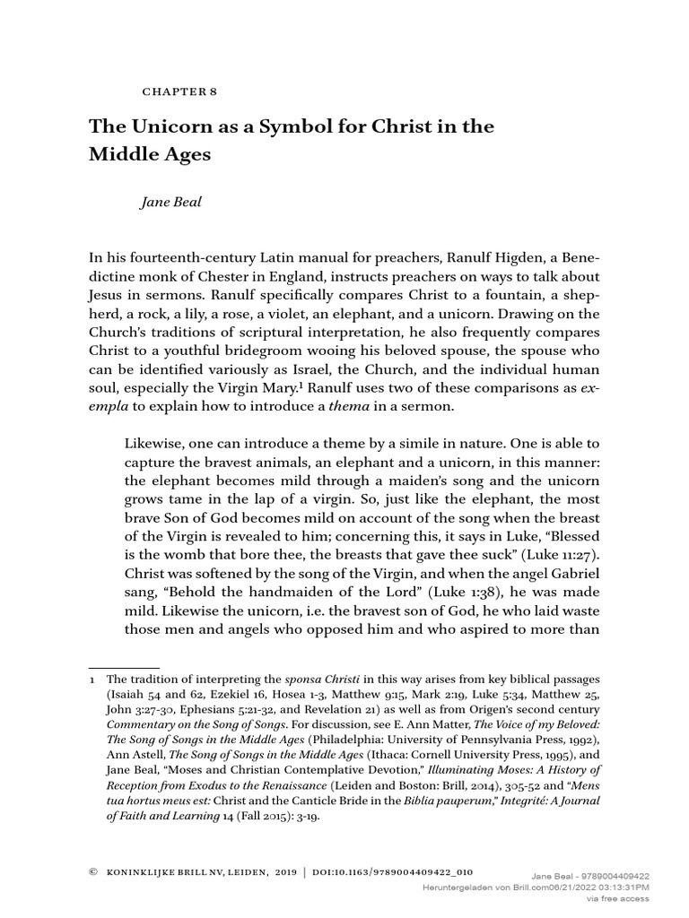 Beal - Illuminating Jesus in The Middle Ages - Chapter 8 - The Unicorn ...