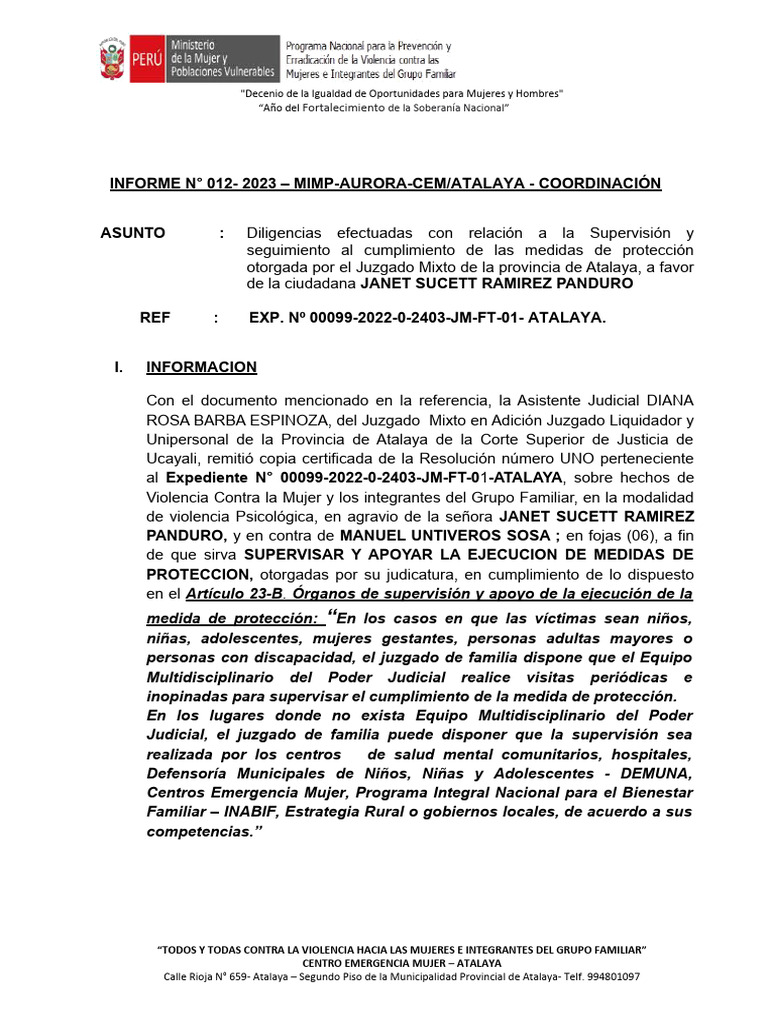 Informe 012-2023 Medidas de Protección - Cem | PDF