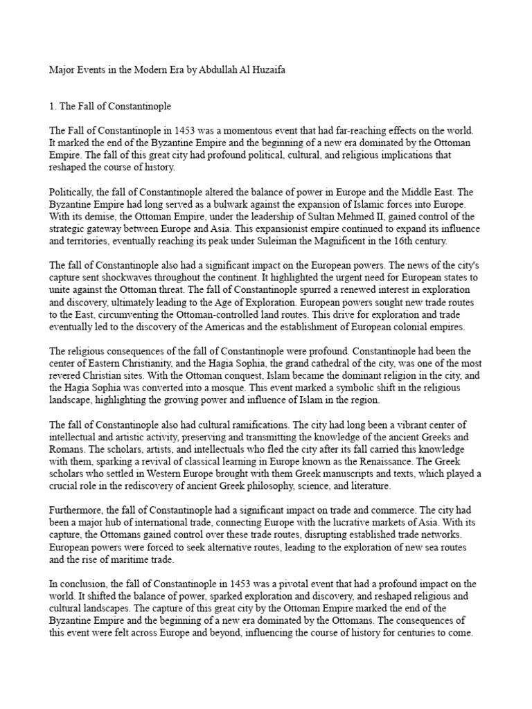 Impact of Key Modern Era Events | PDF | History