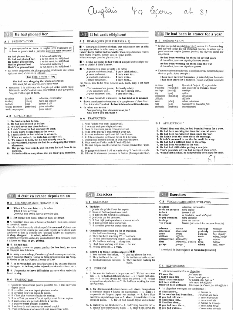 Anglais 40 Lecons-Chapitres 31 A 40 | PDF