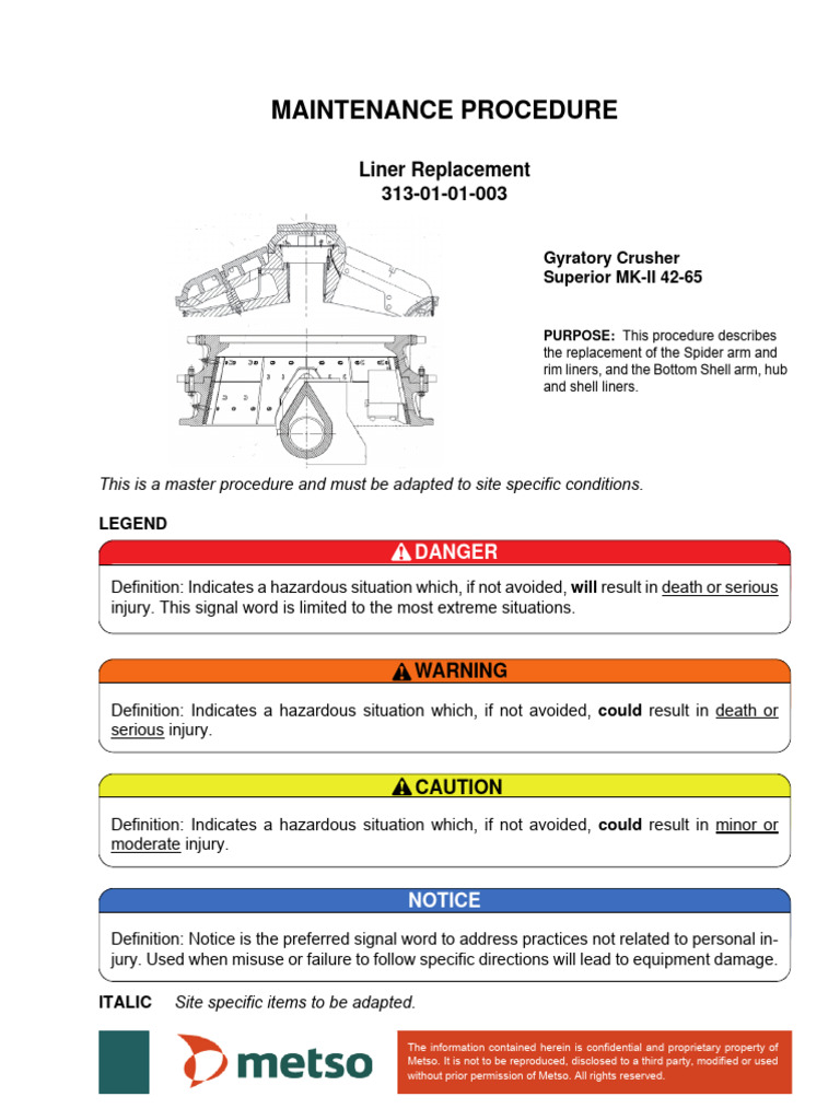 Gyratory Crusher Liner Replacement Guide | PDF