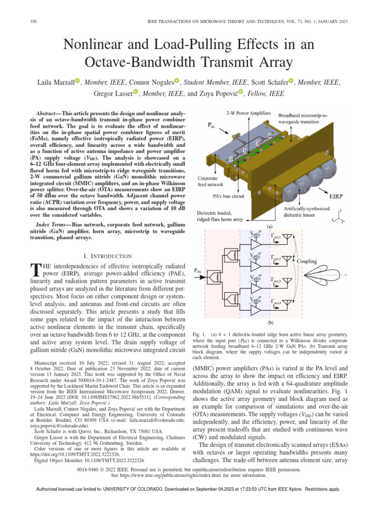2023 Nonlinear And Load Pulling Effects In An Octave Bandwidth