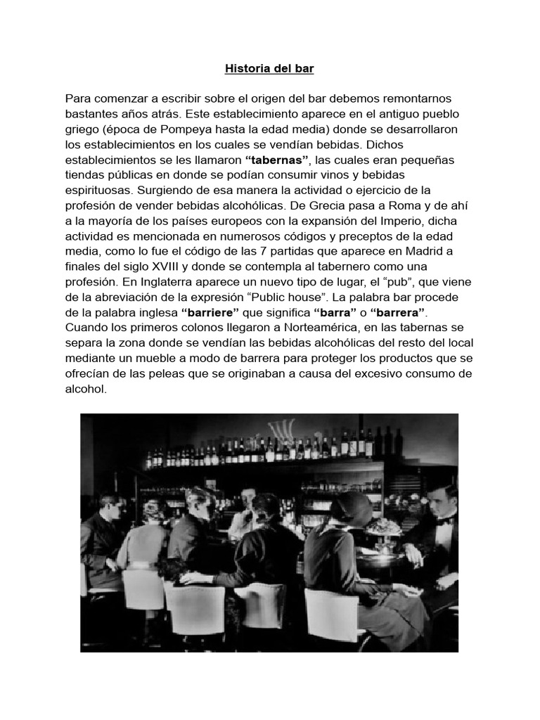 Historia Del Bar | PDF | pub | Prohibición