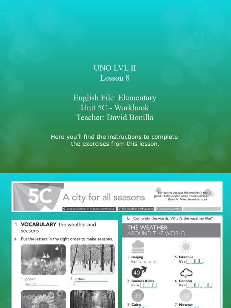 UNO LVL II - WORKBOOK Unit 5C | PDF