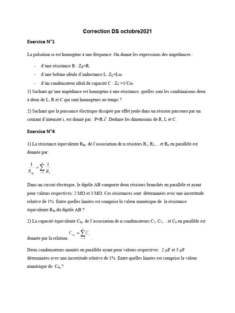 Correction DS Octobre2021 | PDF