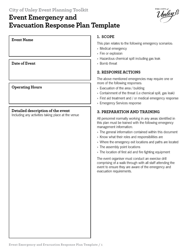 Event Emergency Response Plan Template | PDF