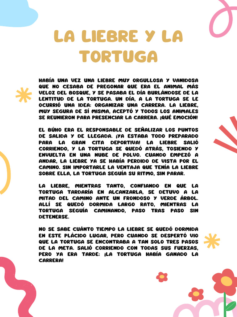 La Liebre Y La Tortuga | PDF