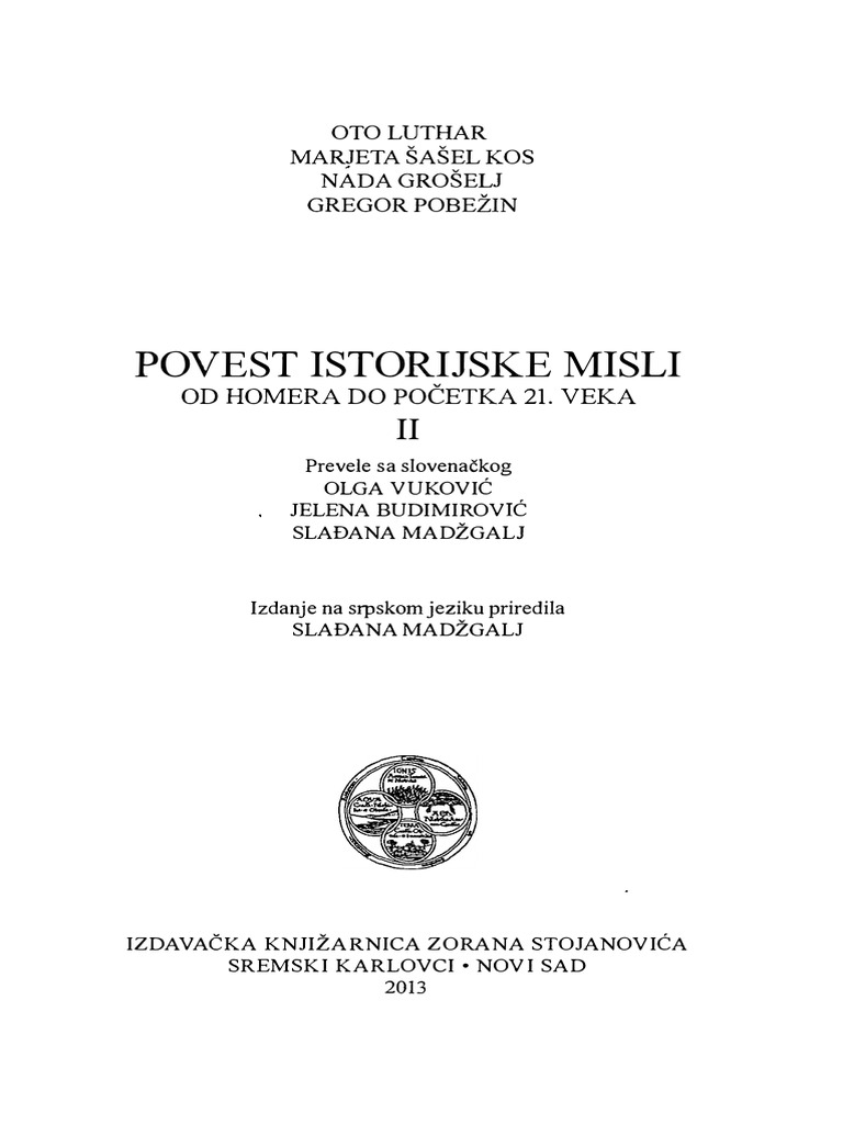 Povest Istorijske Misli Od Homera Do Početka 21. Veka 1 | PDF
