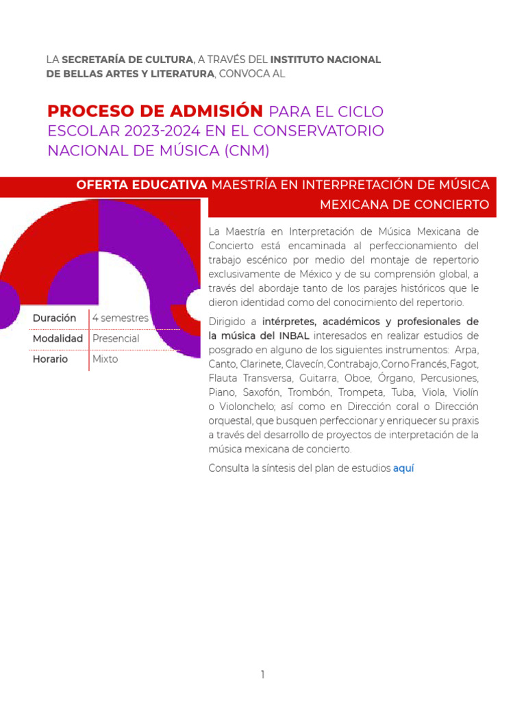 Admision CNM Maestria 2023 | PDF
