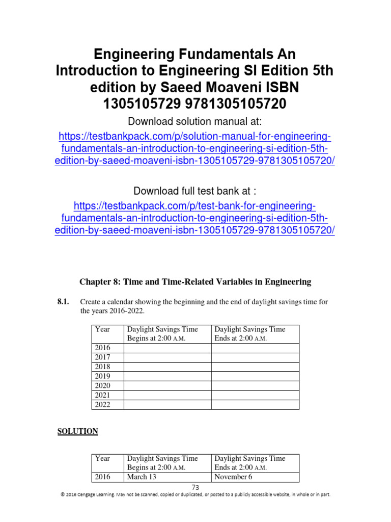 Engineering Fundamentals An Introduction To Engineering SI Edition 5th ...