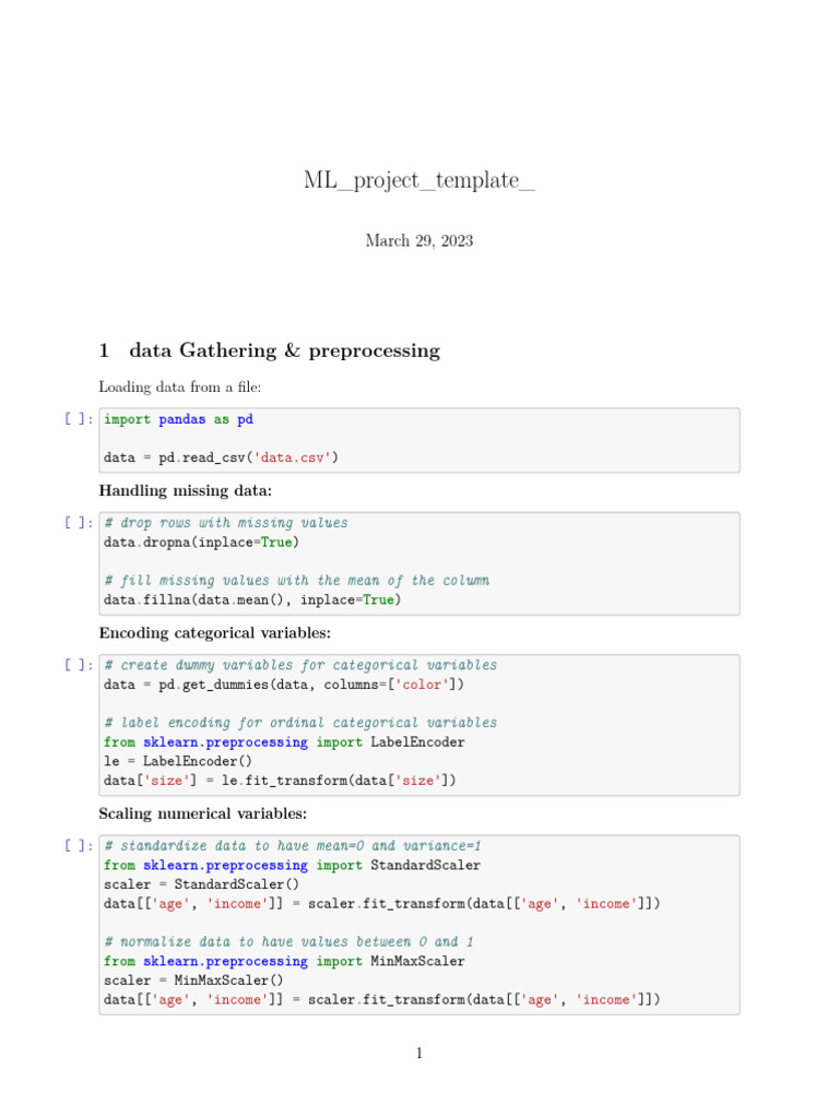 ML - Project - Template - : 1 Data Gathering & Preprocessing | PDF