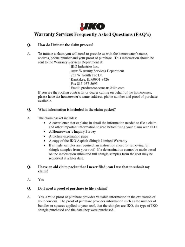 Warranty Services Faqs Usa Do | PDF