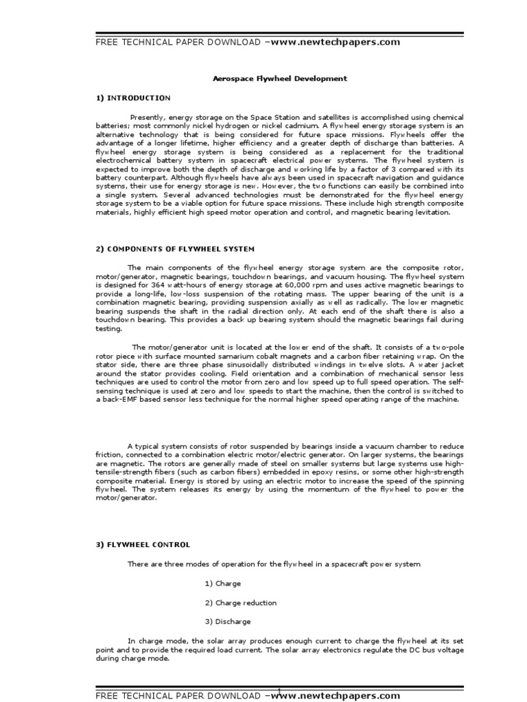 Aerospace Flywheel Development | PDF | Manufactured Goods | Electrical ...
