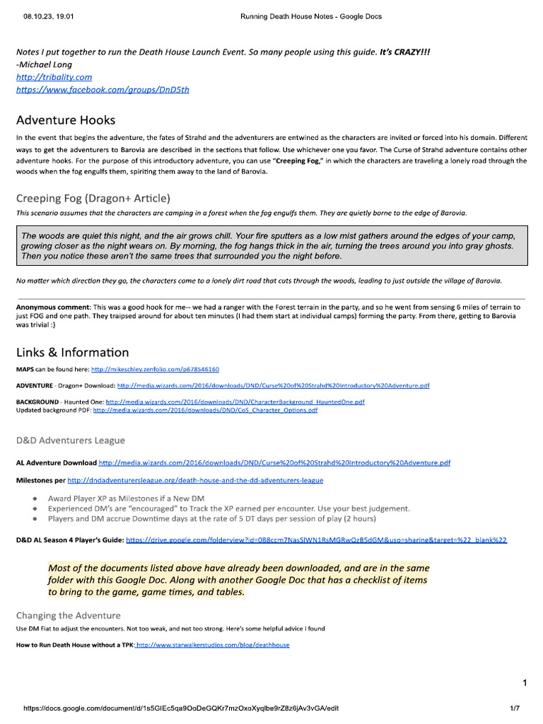 Dungeon Master Notes | PDF