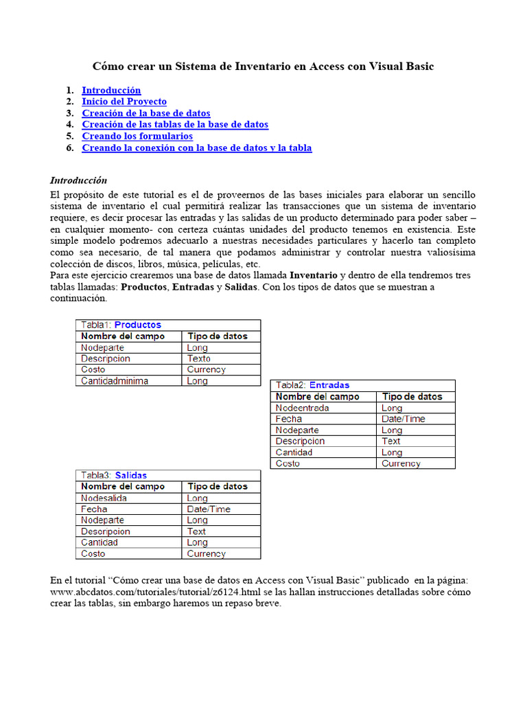 Como Crear Un Sistema de Inventario en Access Con Visual Basic | PDF ...