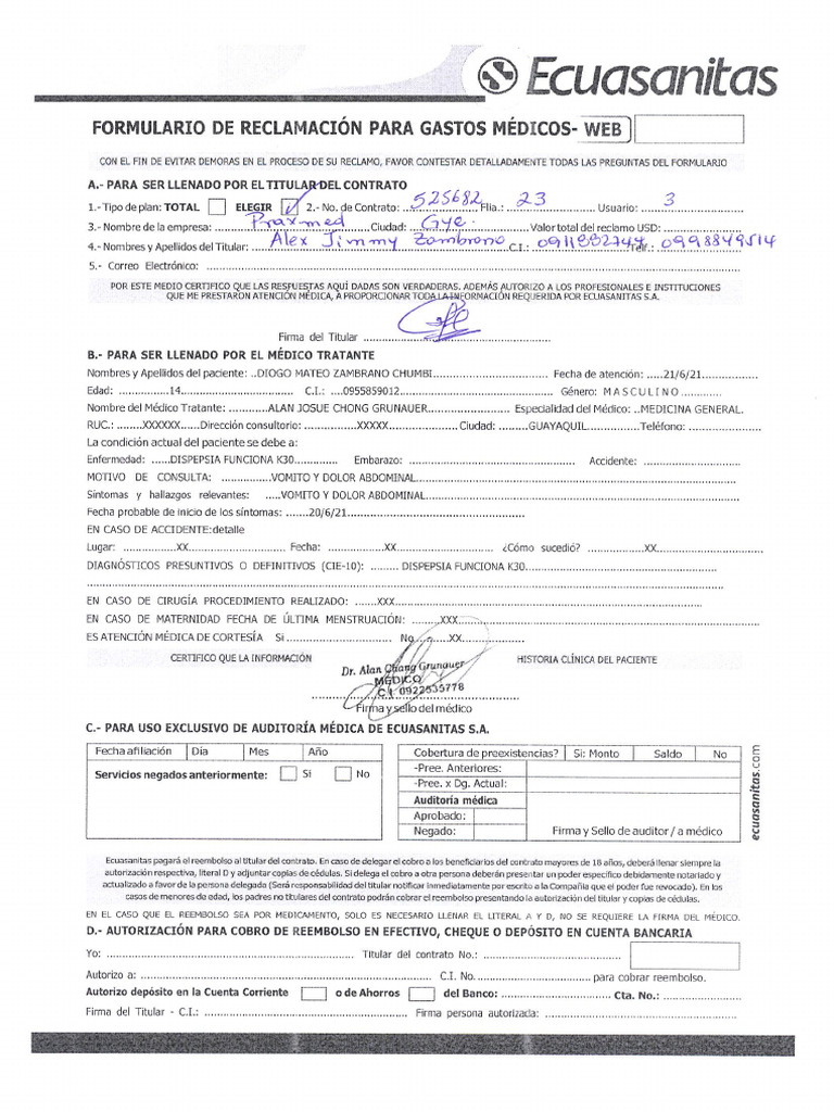 Formulario Reembolso Pdf