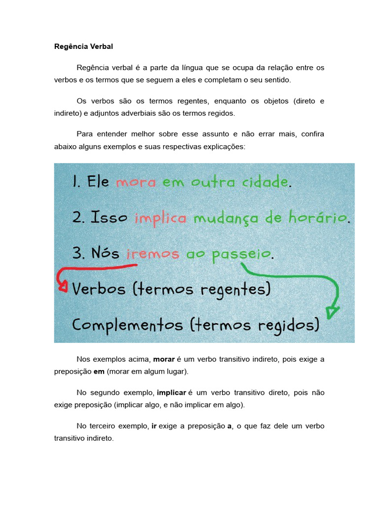 Regência Verbal | PDF | Comunicação humana | Linguística