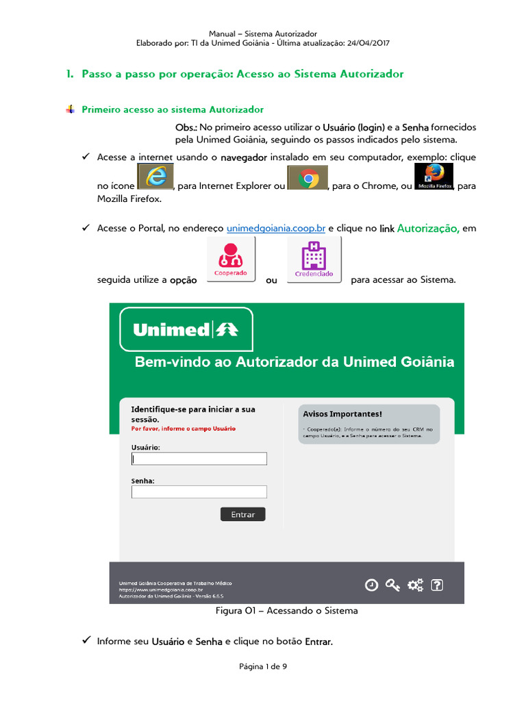 1 - Primeiro Acesso Ao Sistema Autorizador (Dados Do Login-Senha) | PDF | Senha | Tecnologia da ...