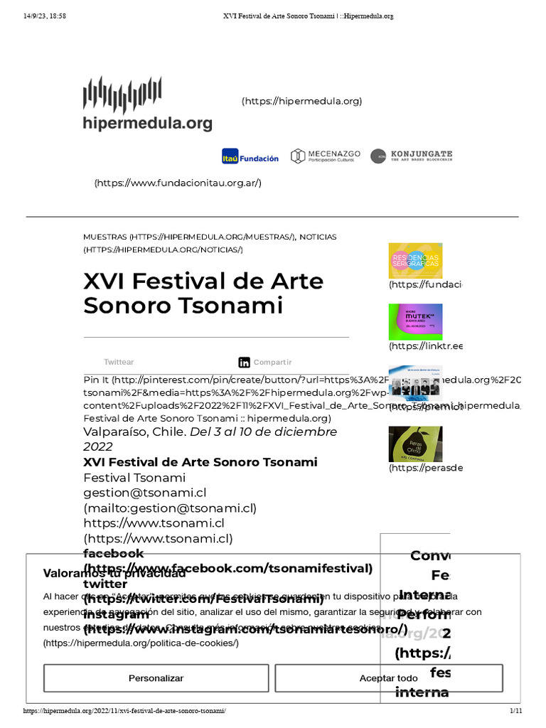XVI Festival de Arte Sonoro Tsonami | PDF