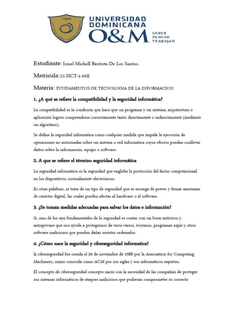 Compatibilidad y Seguridad Informática | PDF